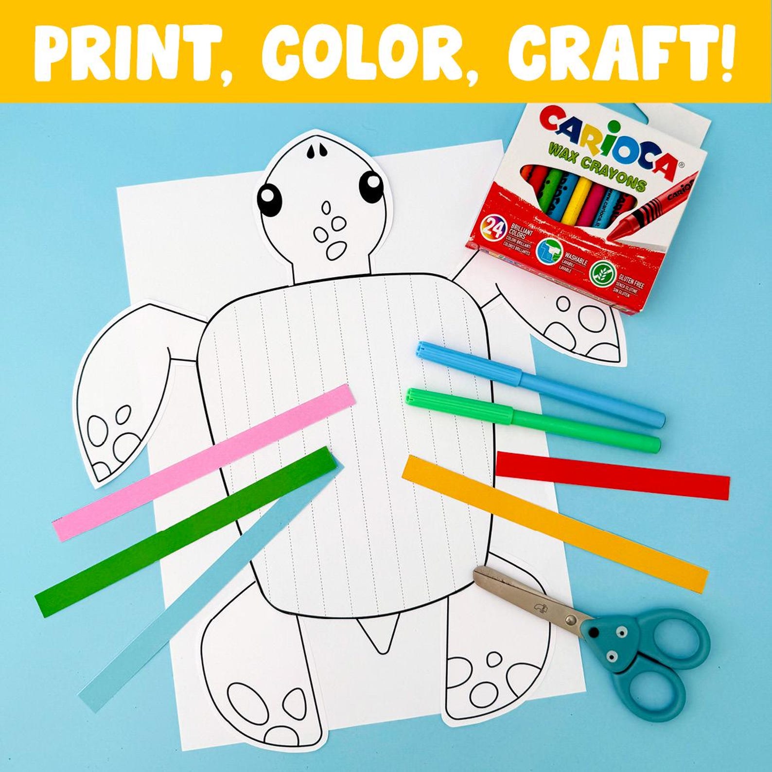 Sea Turtle Craft Printable Summer Activity Kids Ocean Day Template Fine ...