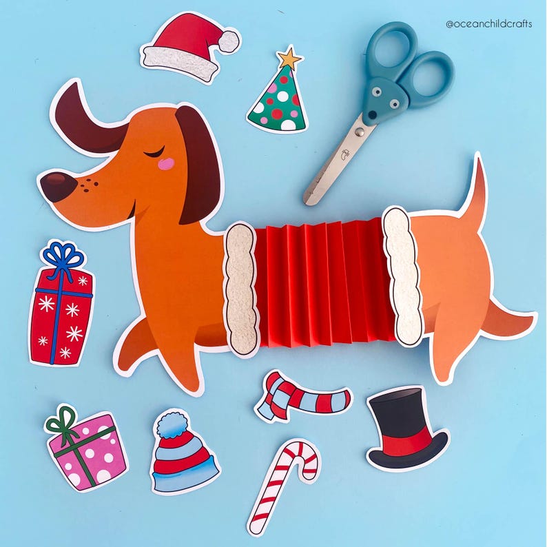 FUN Christmas Activity Dancing Dog Craft Printable, DIY Template ...