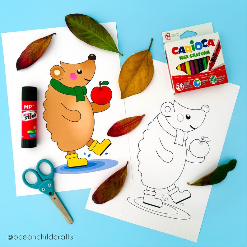 Hedgehog Fall Craft Printable | Fun Autumn Art Activity for Kids ...