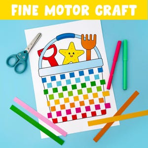 Decorate A Beach Bucket Summer Craft Printable Fine Motor Skill ...