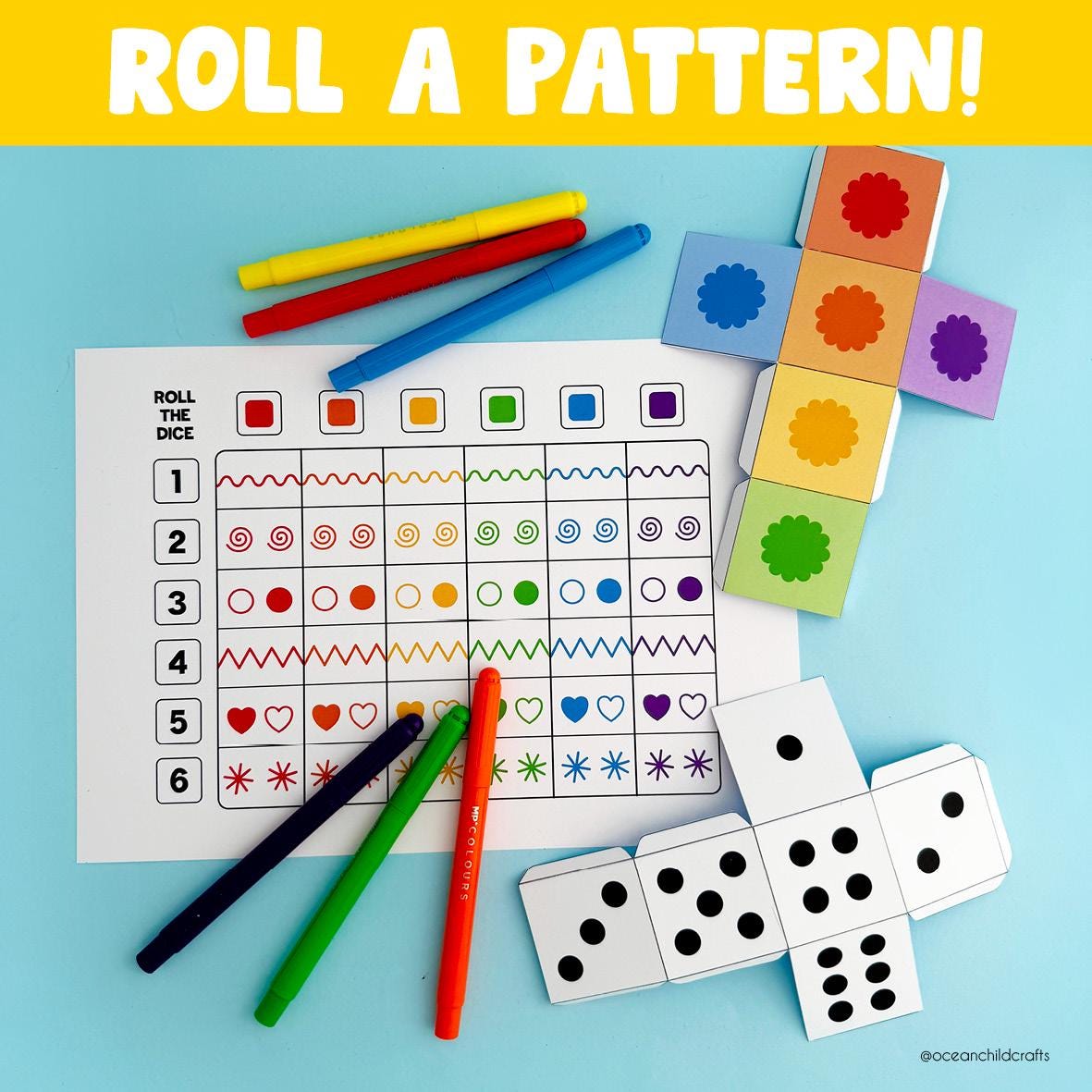 Roll an Easter Egg Printable Game Kids Activity Fun Pattern Learning ...