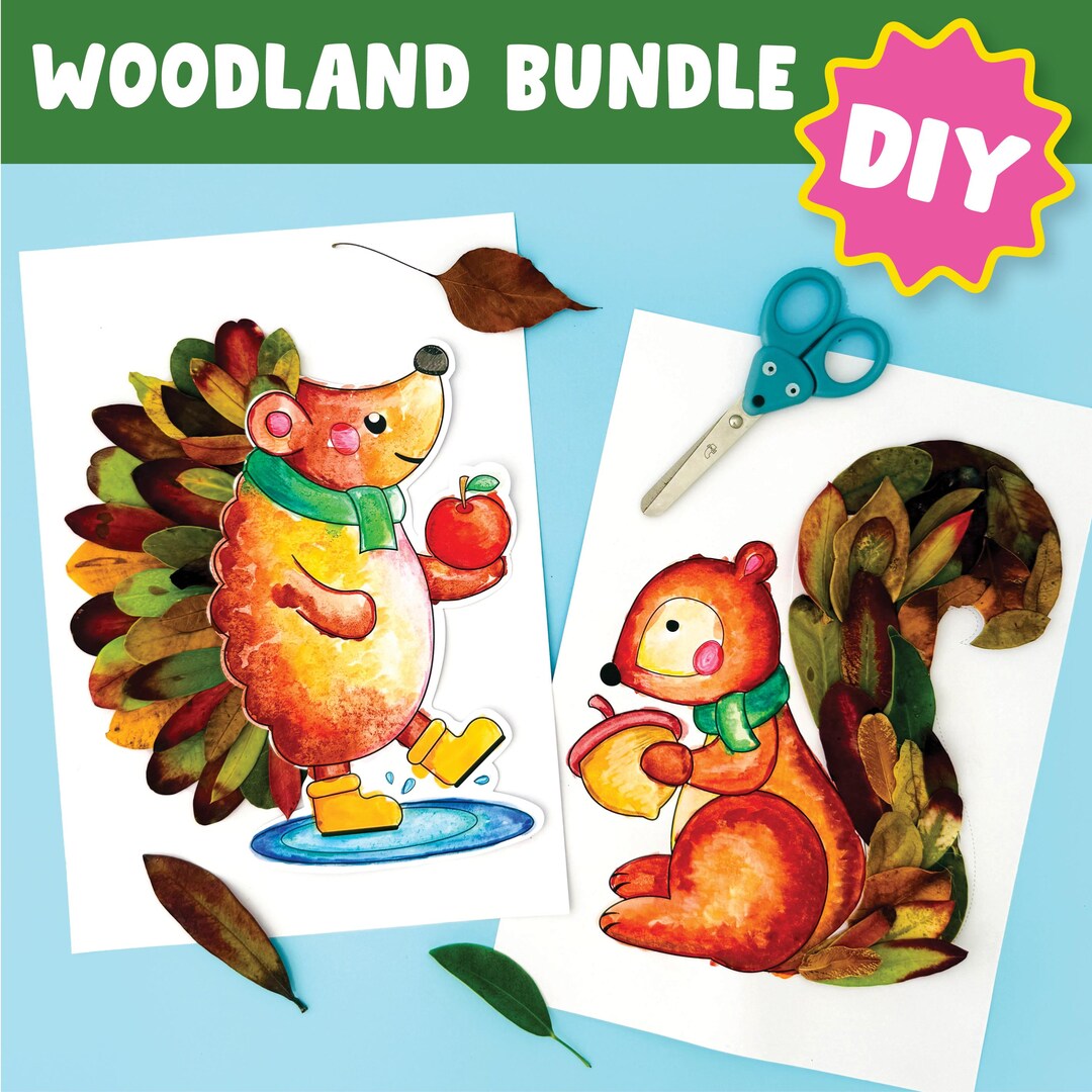 Woodland Animals Fall Craft Bundle – Hedgehog and Squirrel Printable ...