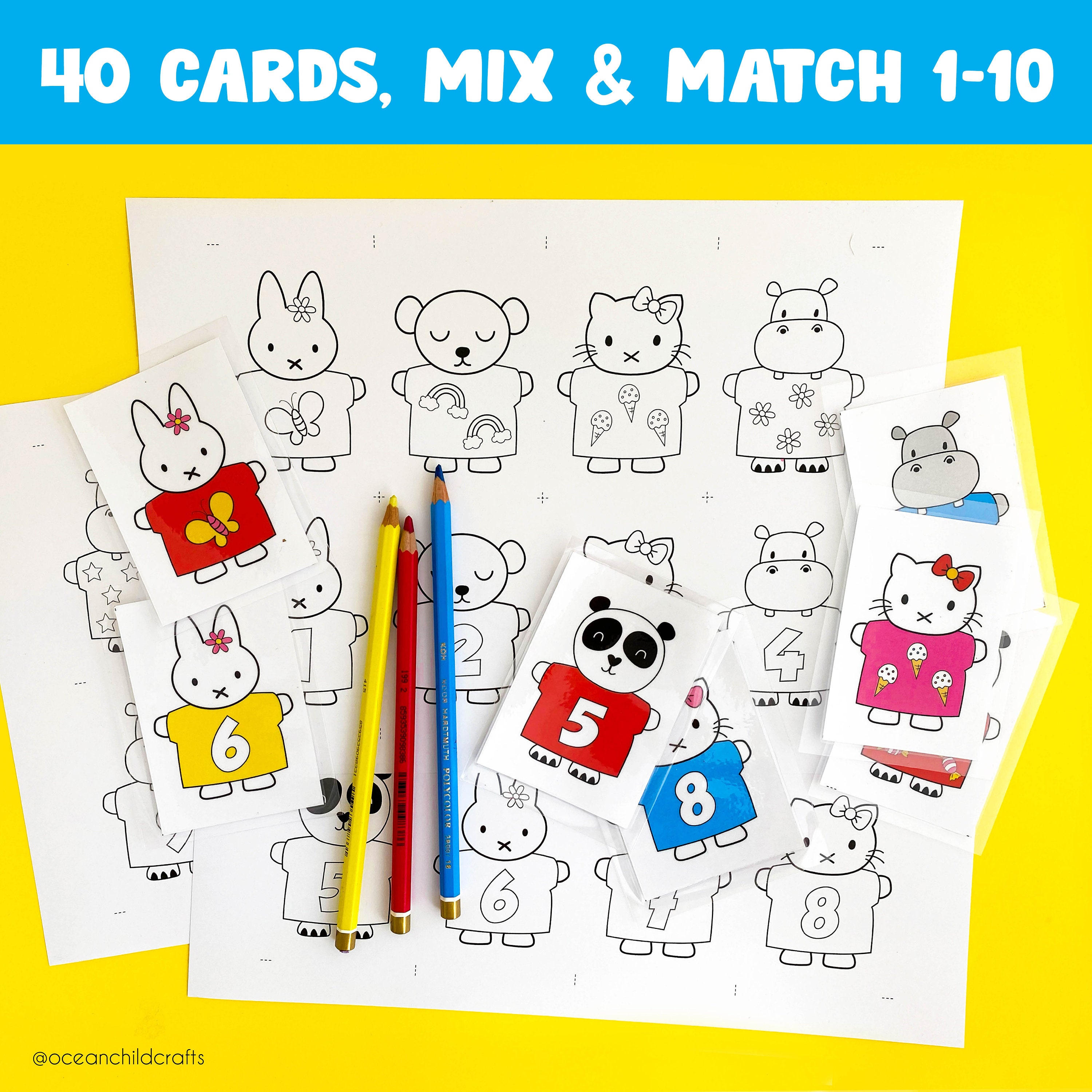 Animal Number Flashcards Printable Kids Counting Flash Cards Preschool ...
