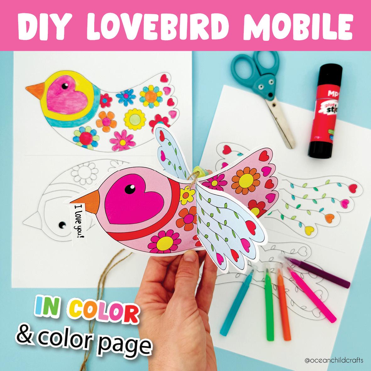 DIY Mobile Printable Spring Bird Craft Kids Preschool Color Page ...