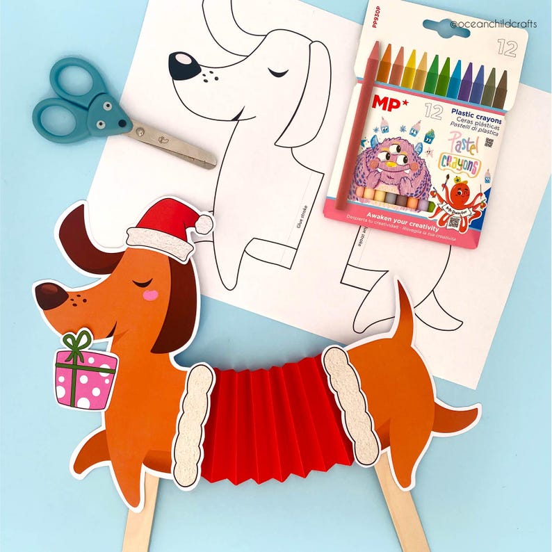 FUN Christmas Printable Print Color Cut Glue, Santa's Helper Printable ...
