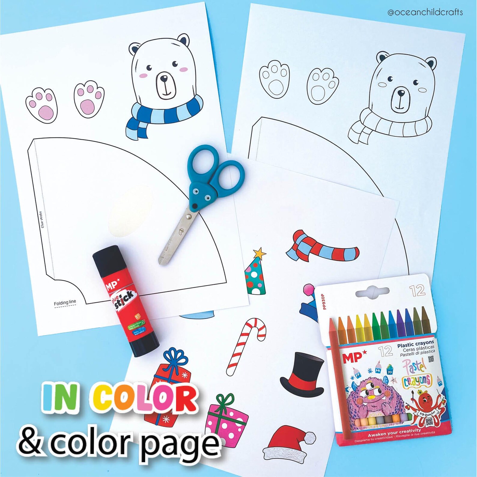 DIY Polar Bear Craft Printable Kids, Christmas Bear Puppet Preschool ...