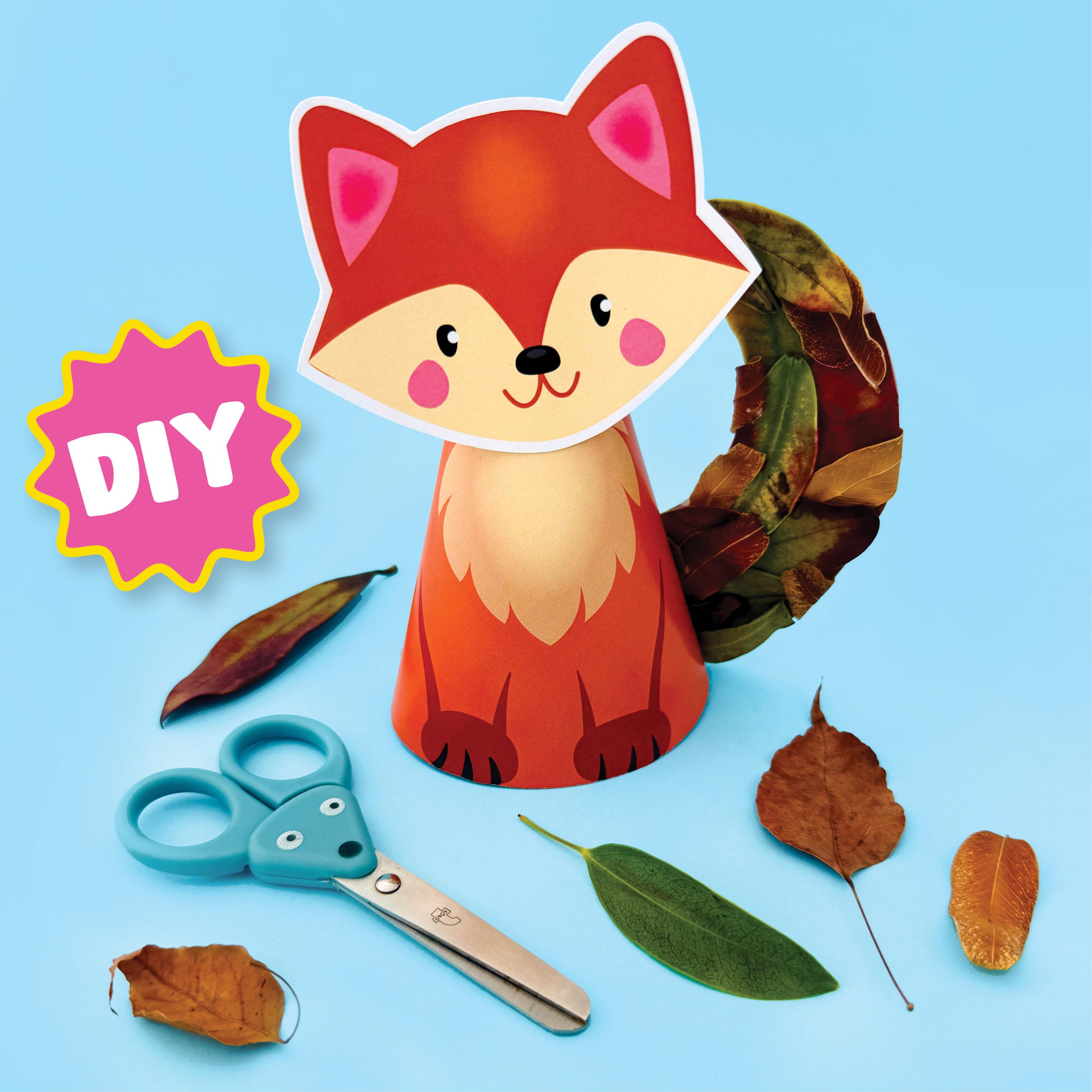 Fox Craft Printable Fall Woodland Animal Activity, Kids Coloring & Cut ...