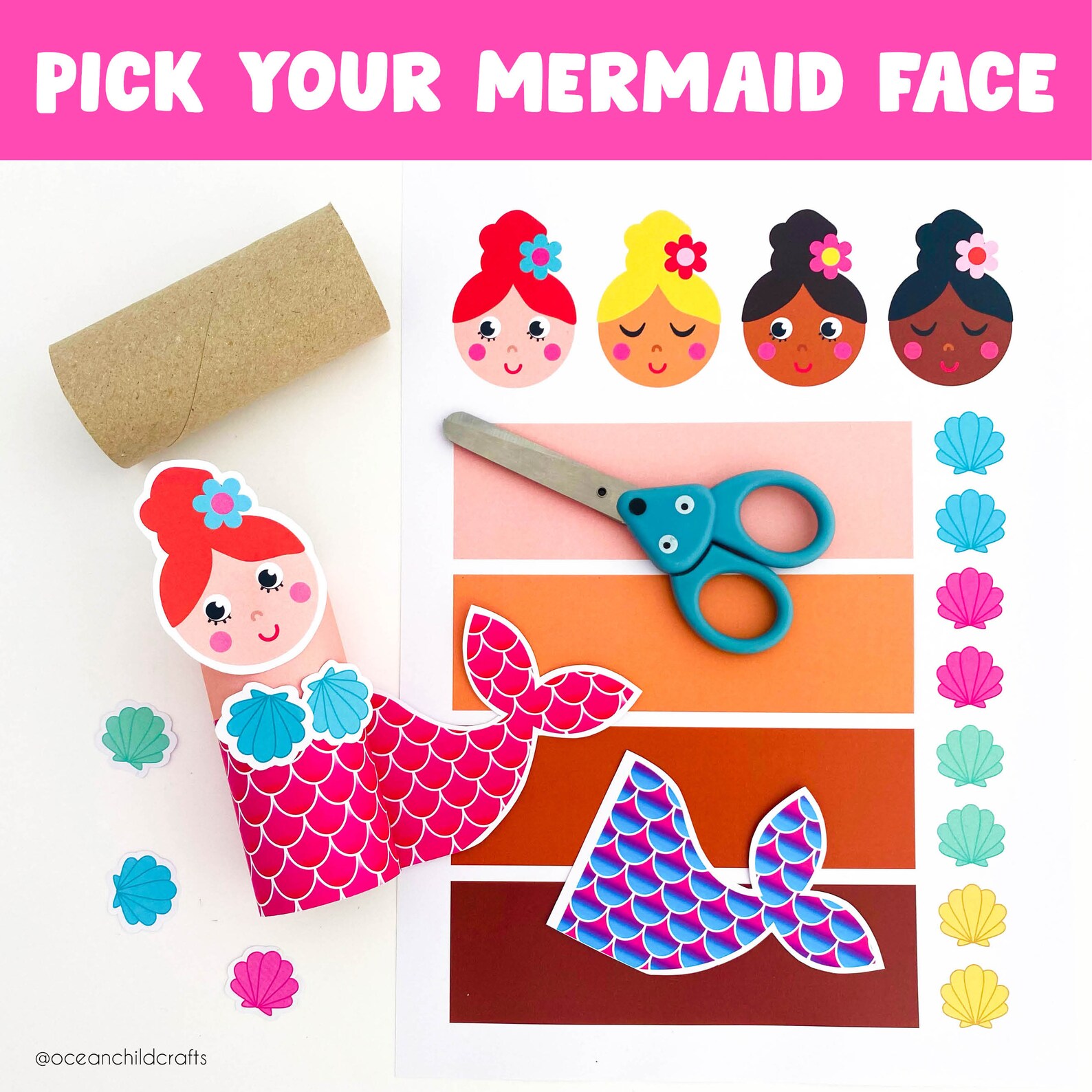 Coloring Page Mermaid Puppet, Craft a Mermaid Worksheet DIY Puppets ...