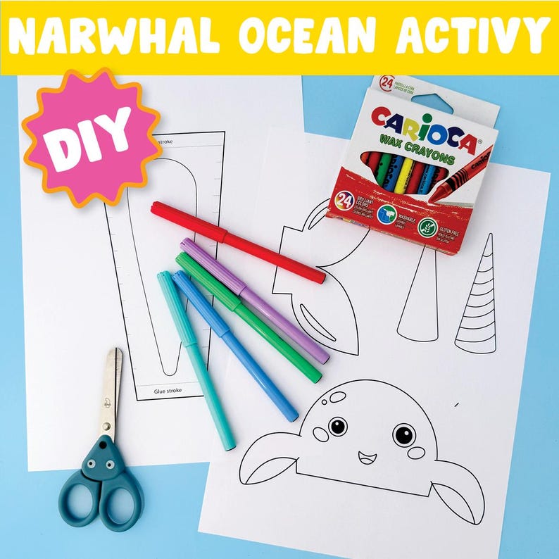 Fun Narwhal Printable Craft Activity, Build a Narwhal Template, Ocean ...