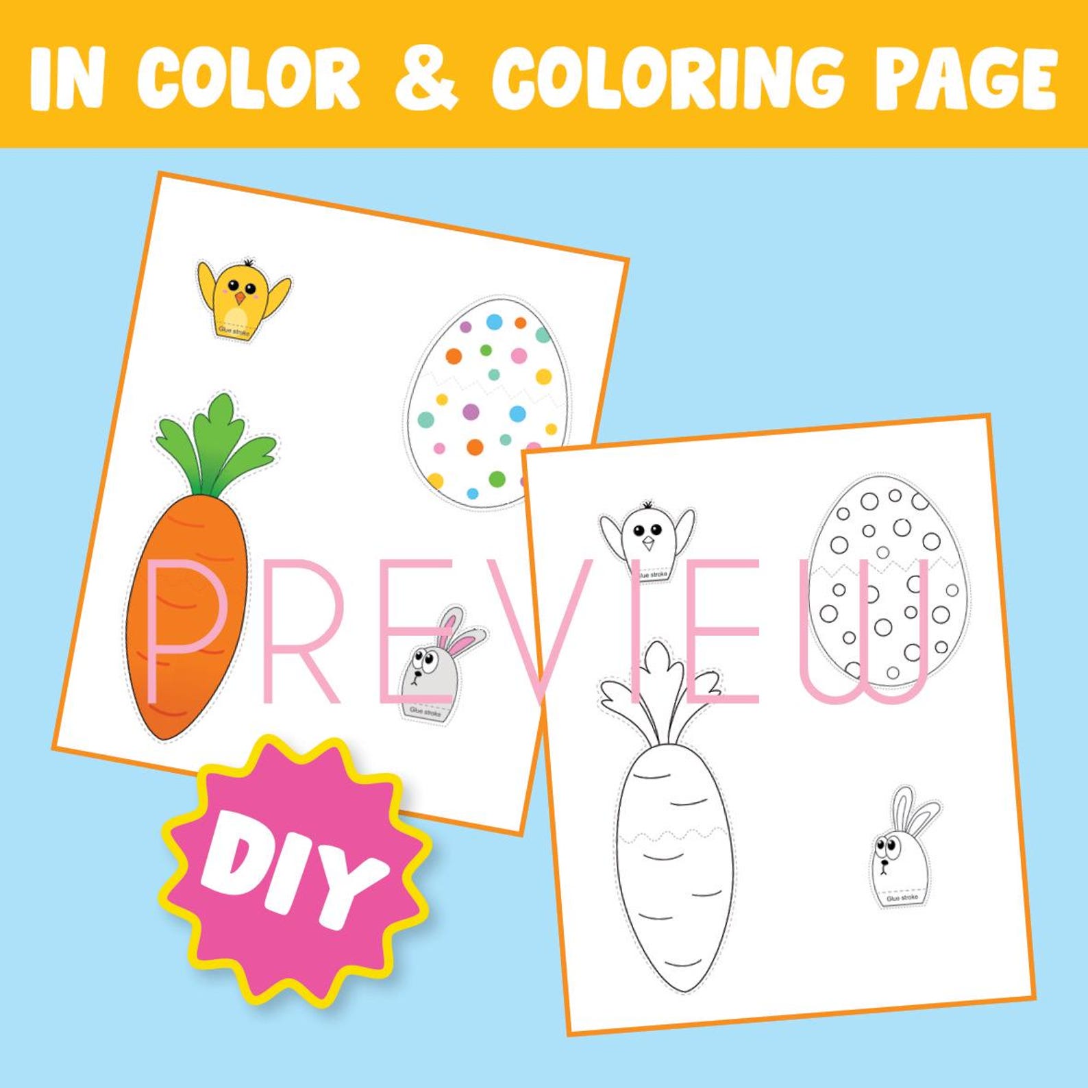Easter Egg Surprise Craft Printable Color Cut and Glue Bunny Coloring ...