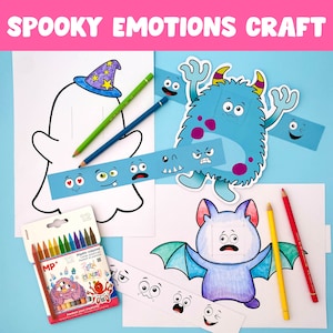 Fun Halloween Craft Printable With Emotions, Coloring Page Halloween ...