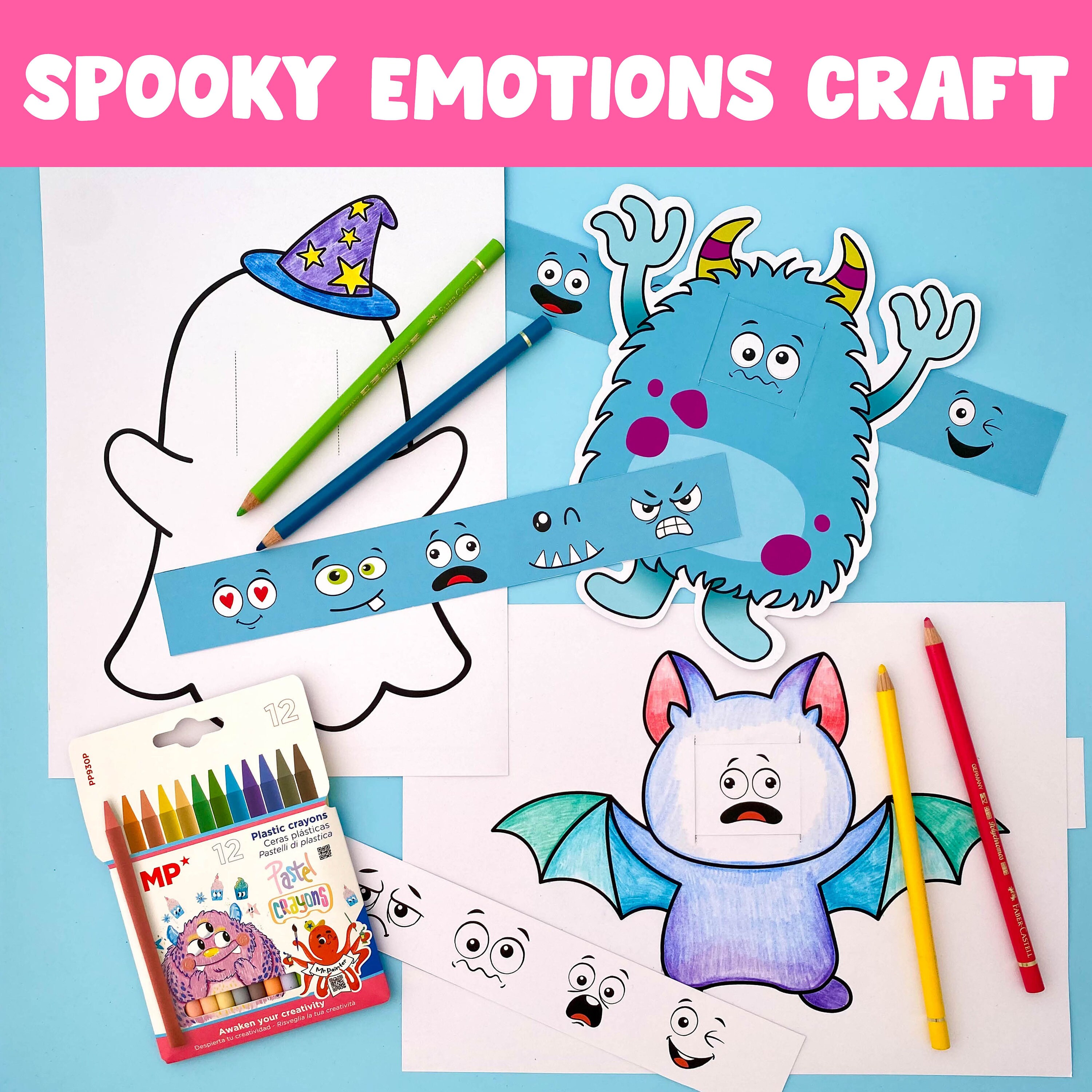 Fun Halloween Craft Printable With Emotions, Coloring Page Halloween ...