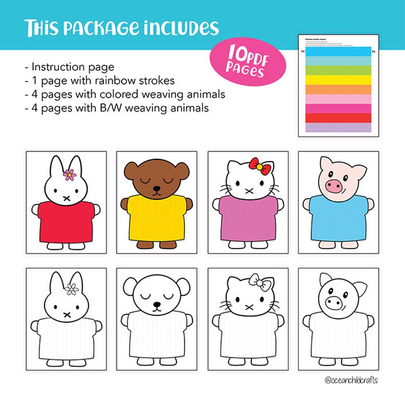 Weaving Paper Spring Craft Activity Kids Printable Cute Animals ...