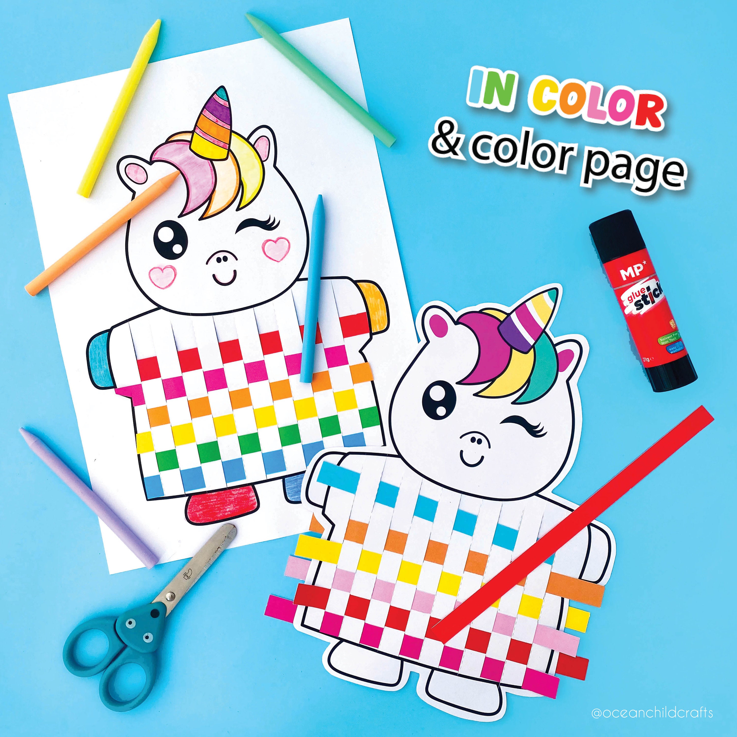 FUN Unicorn Craft Printable Kids Activity Unicorn Party Craft Preschool ...