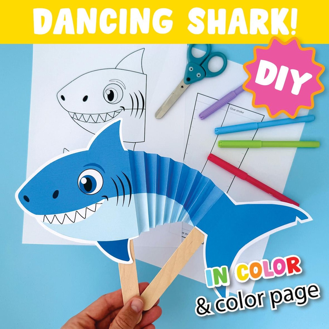 Shark Puppet Craft Printable – Ocean Animal Craft for Kids, Moving ...