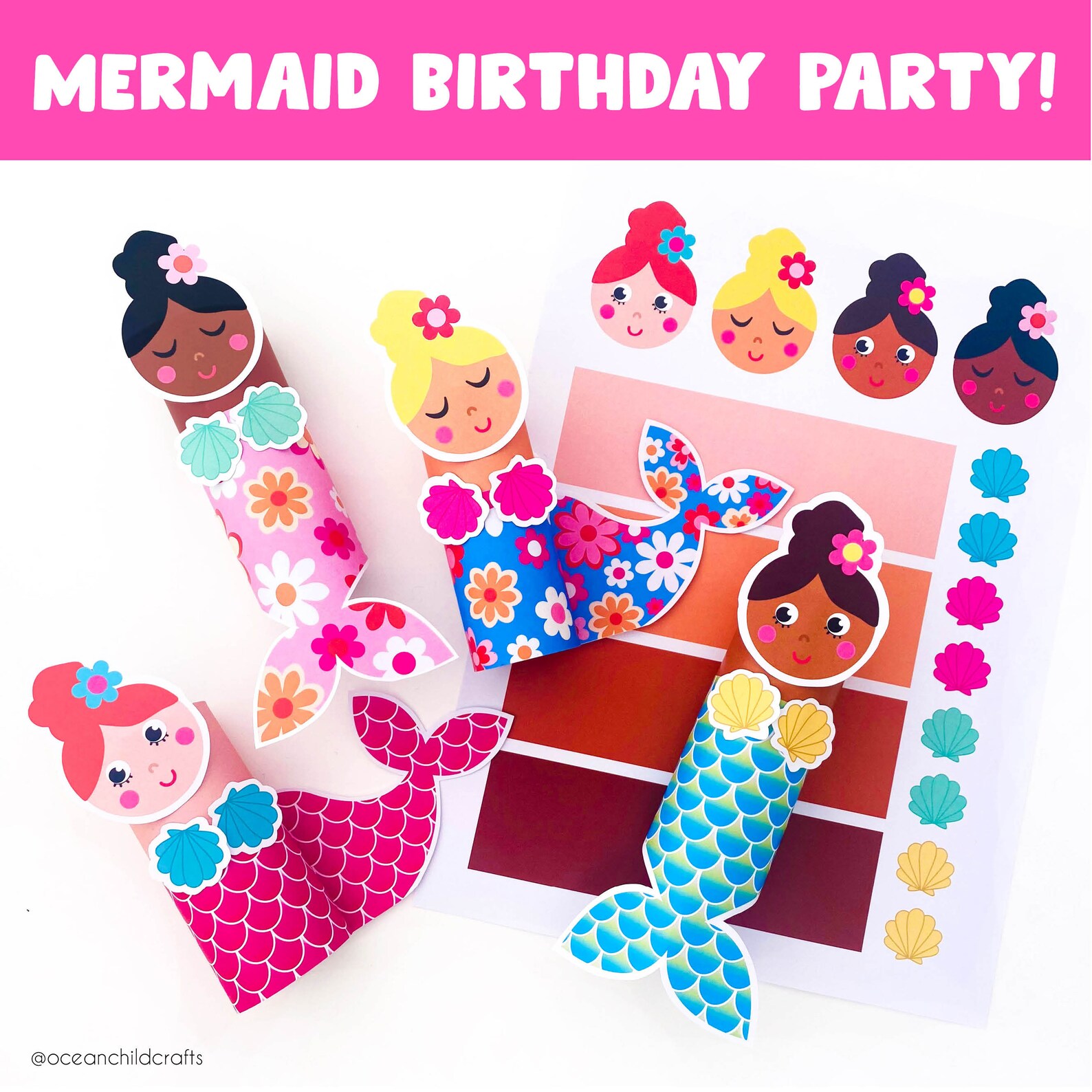 BIG Mermaid Printable Activity Mermaid Party Printable Summer Craft ...