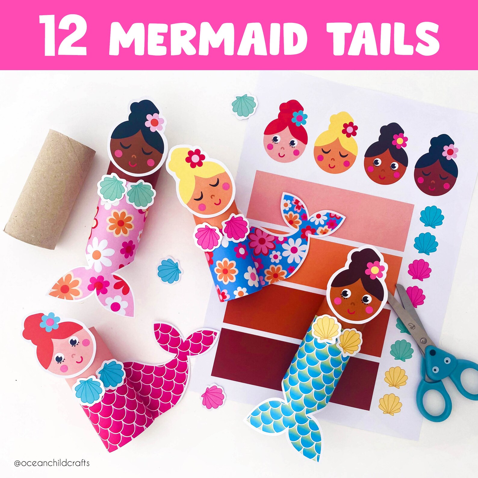 BIG Mermaid Printable Activity Mermaid Party Printable Summer Craft ...