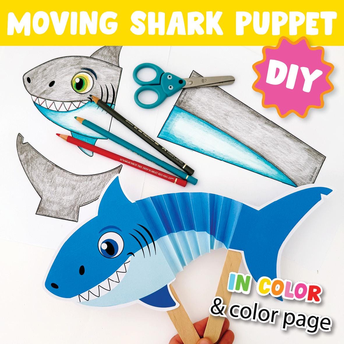 Shark Craft Printable Ocean Animals Coloring Page Activity Summer Camp ...