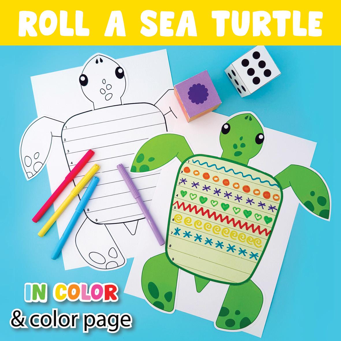 Roll A Pattern Printable Sea Turtle Game Dice Activity Ocean Animal ...
