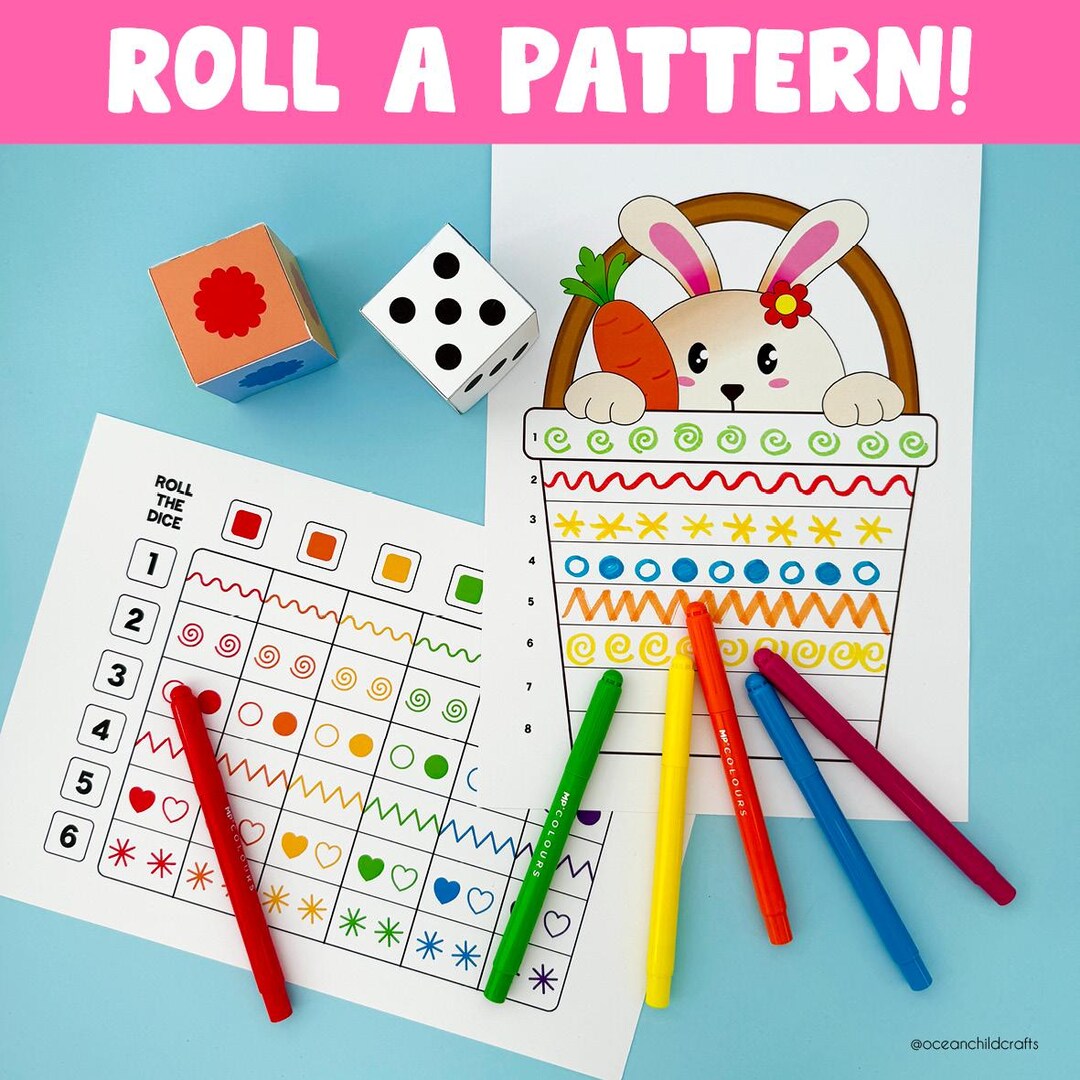 Bunny Pattern Craft Printable | Roll and Decorate a Spring Basket | Fun ...