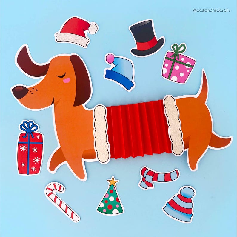 FUN Christmas Activity Dancing Dog Craft Printable, DIY Template ...
