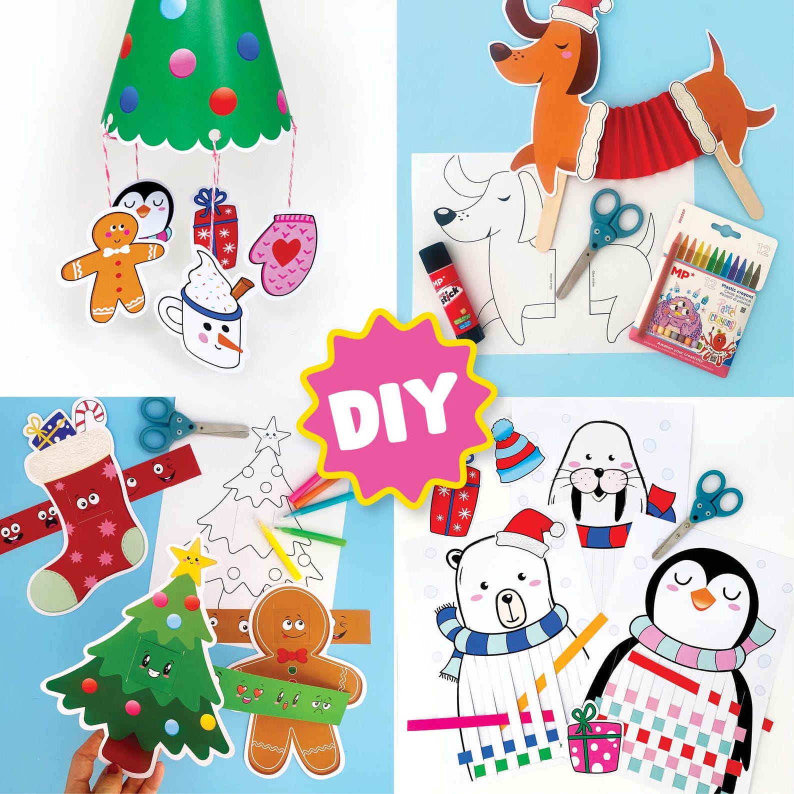 BIG Christmas Printable Bundle Kids Holiday Craft Templates Coloring ...