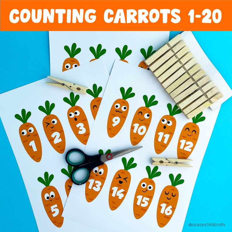 Carrot Counting Clip Cards Printable | Fun Preschool Math Activity ...