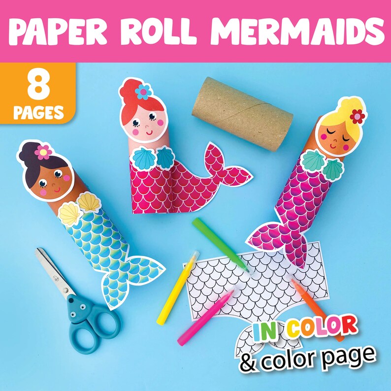 Mermaid Printable Craft Project Summer Worksheet Little Mermaid Party ...