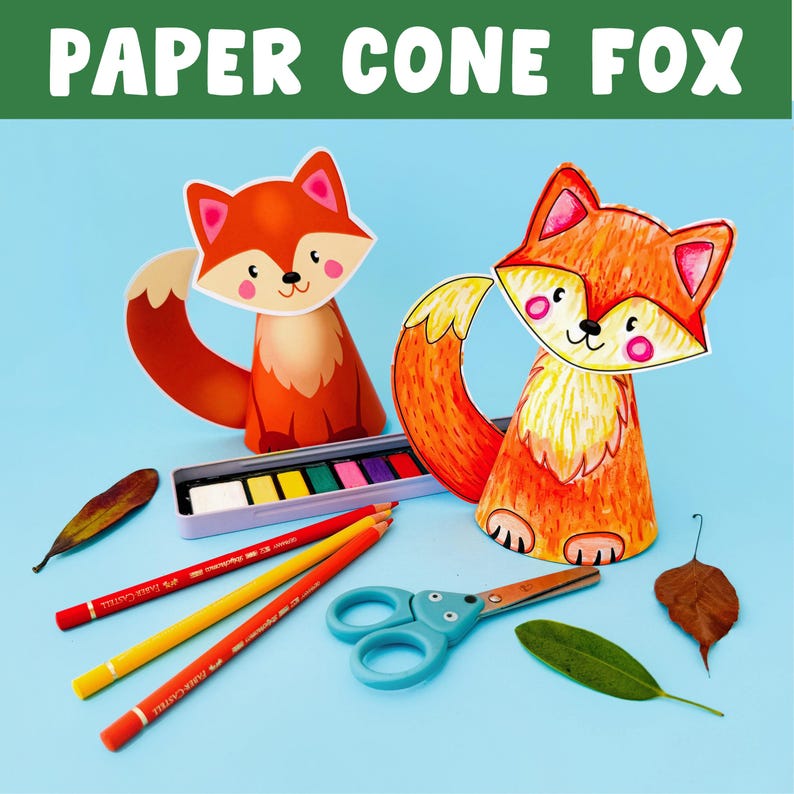 Fox Craft Printable Fall Woodland Animal Activity, Kids Coloring & Cut ...
