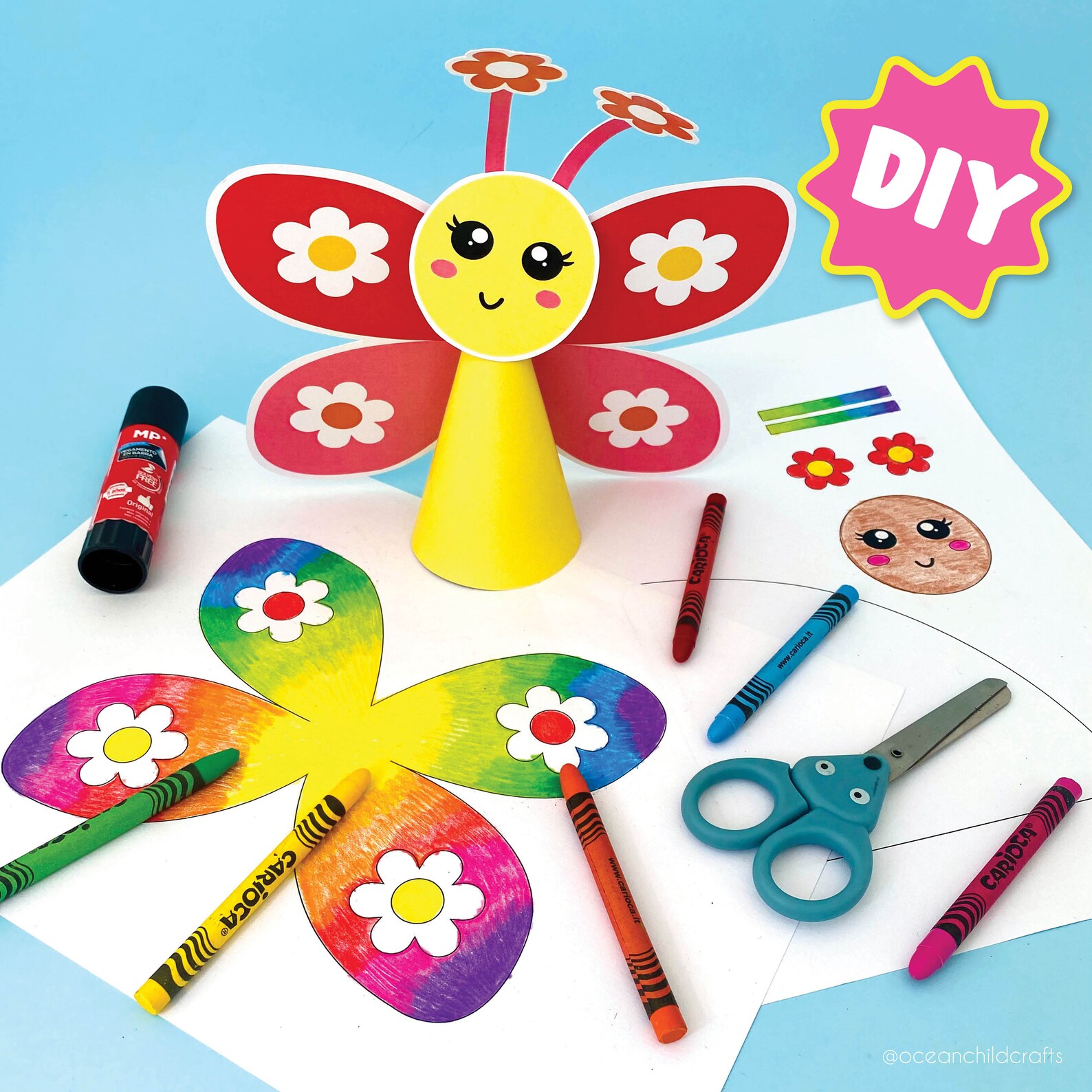 DIY Butterfly Craft Template Kindergarten Art Project Summer Template ...