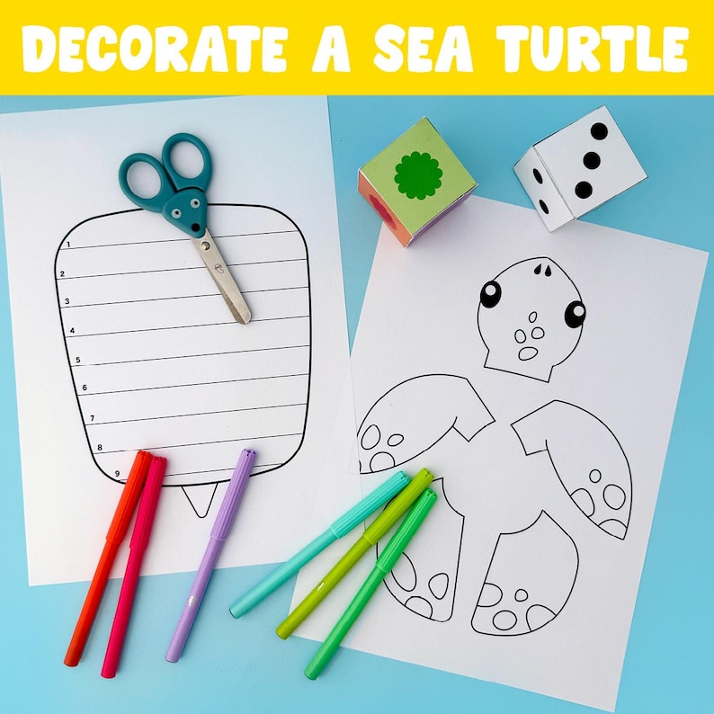 Roll A Pattern Printable Sea Turtle Game Dice Activity Ocean Animal ...