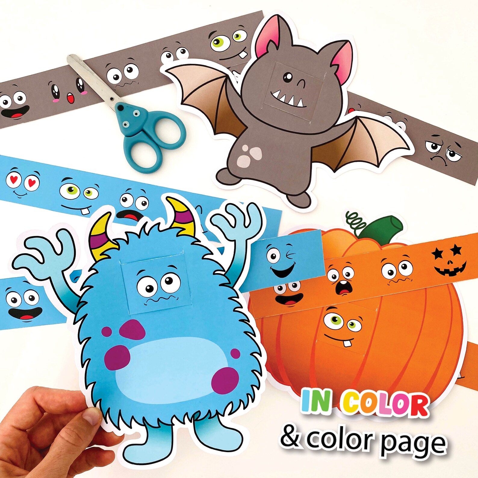 Fun Halloween Craft Printable With Emotions, Coloring Page Halloween ...