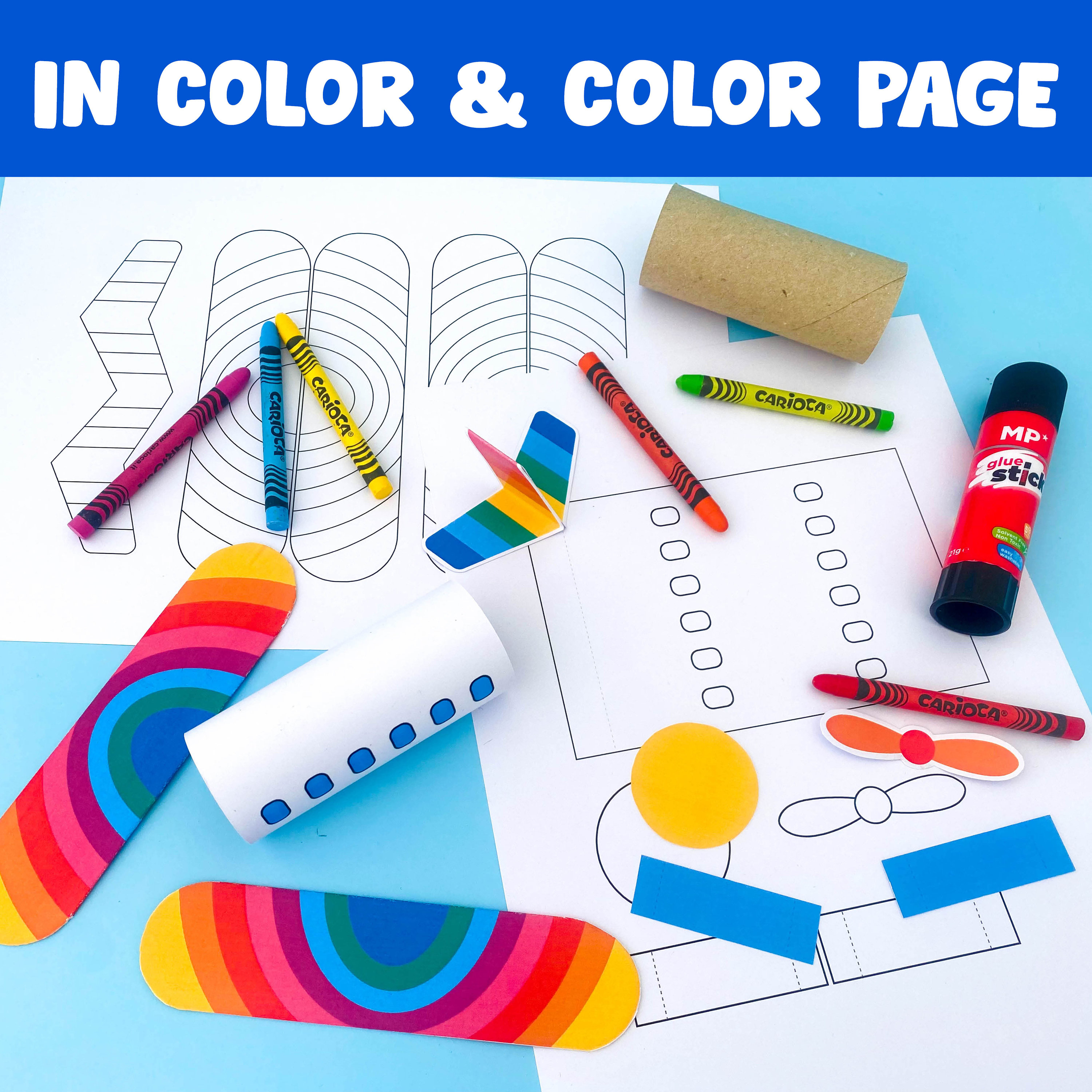 DIY Rainbow Airplane Craft Activity Kids Travel Template Kindergarten ...