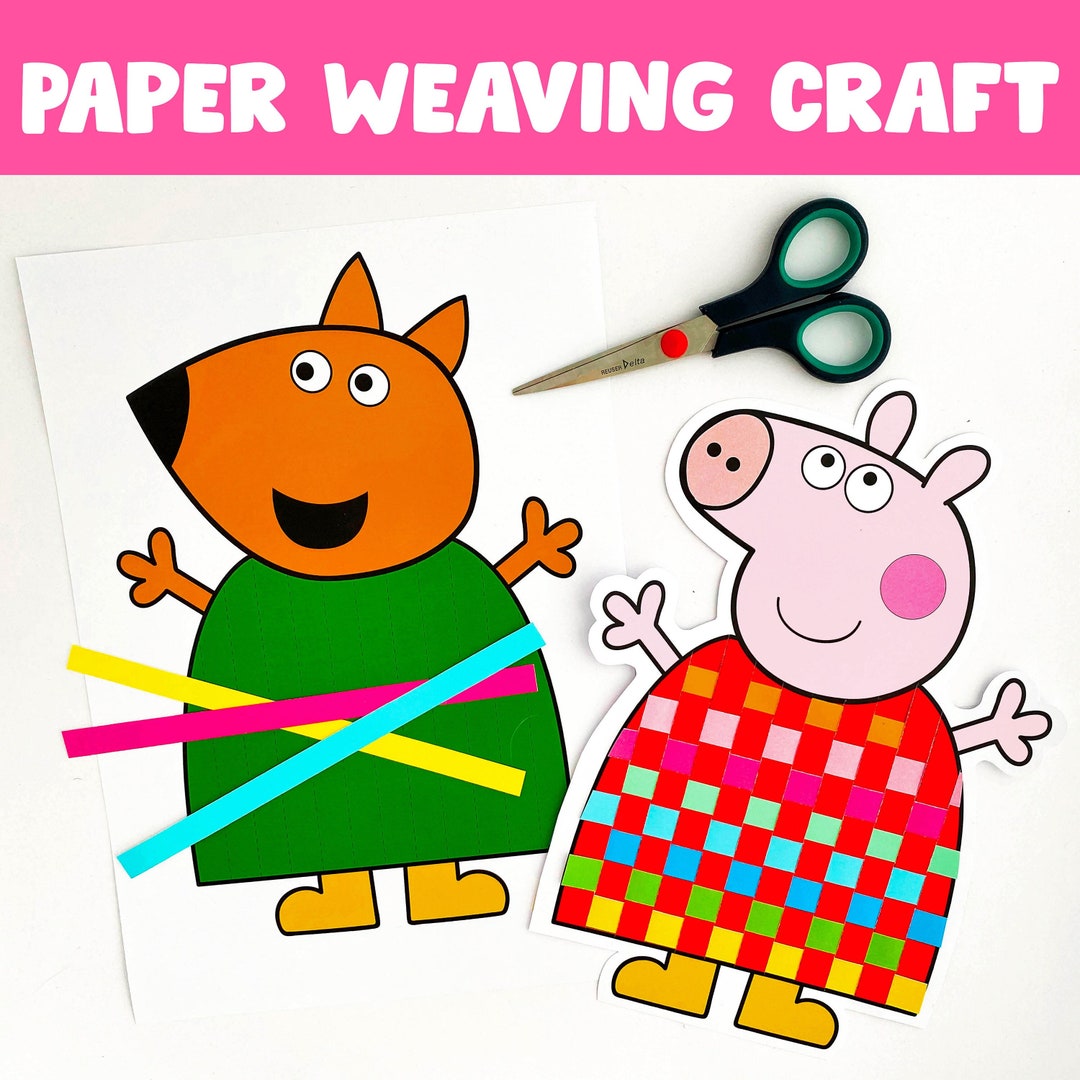 Animal Printable Paper Craft Peppa Pig Color Page, Weaving Craft ...
