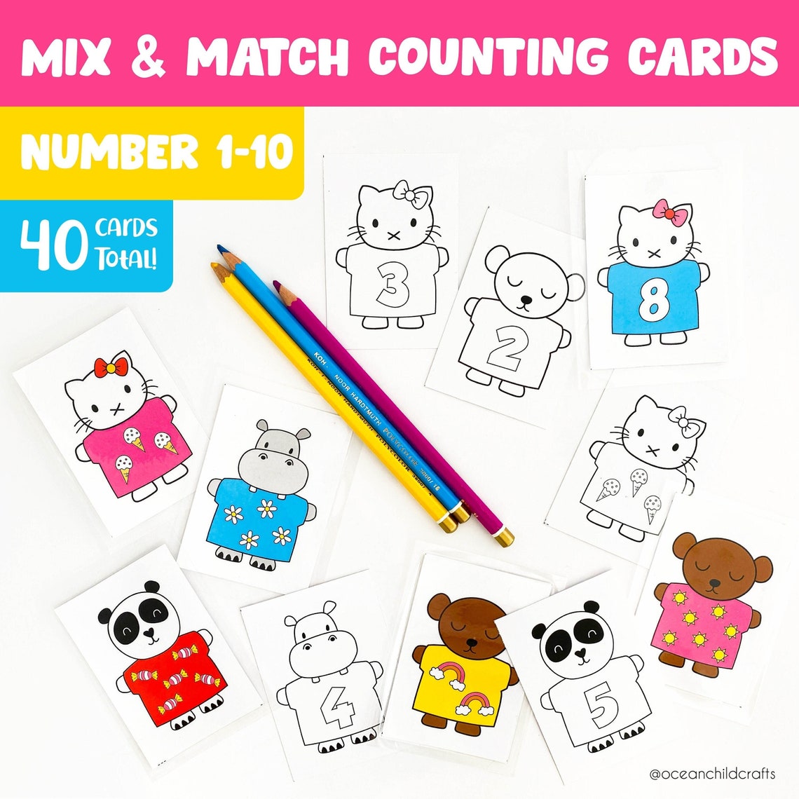 Animal Number Flashcards Printable Kids Counting Flash Cards Preschool ...
