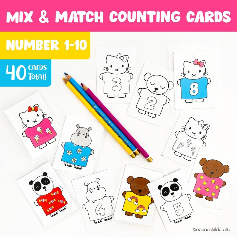 Animal Number Flashcards Printable Kids Counting Flash Cards Preschool ...