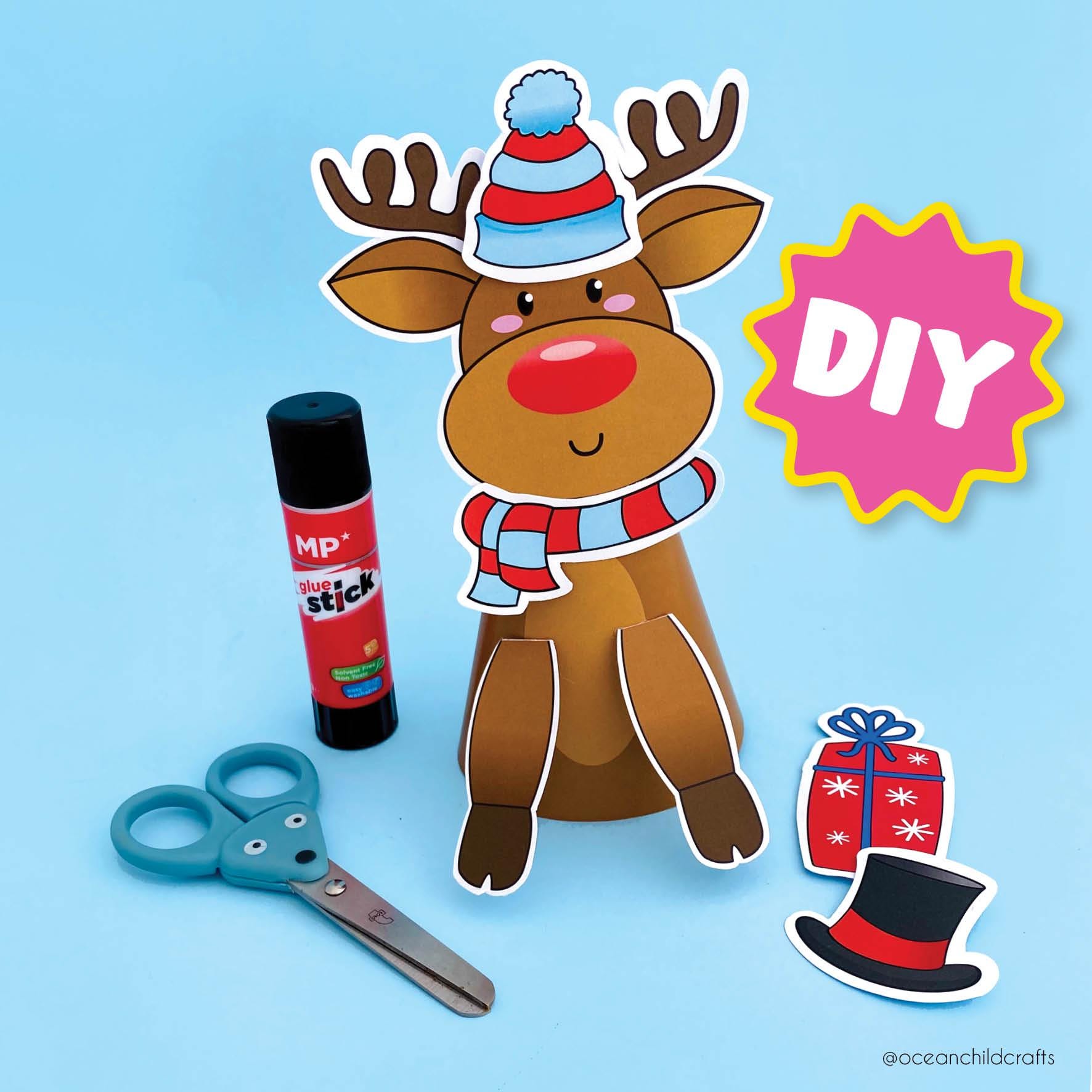 Rudolph Reindeer Cone Puppet Craft Printable | Fun Christmas Art ...