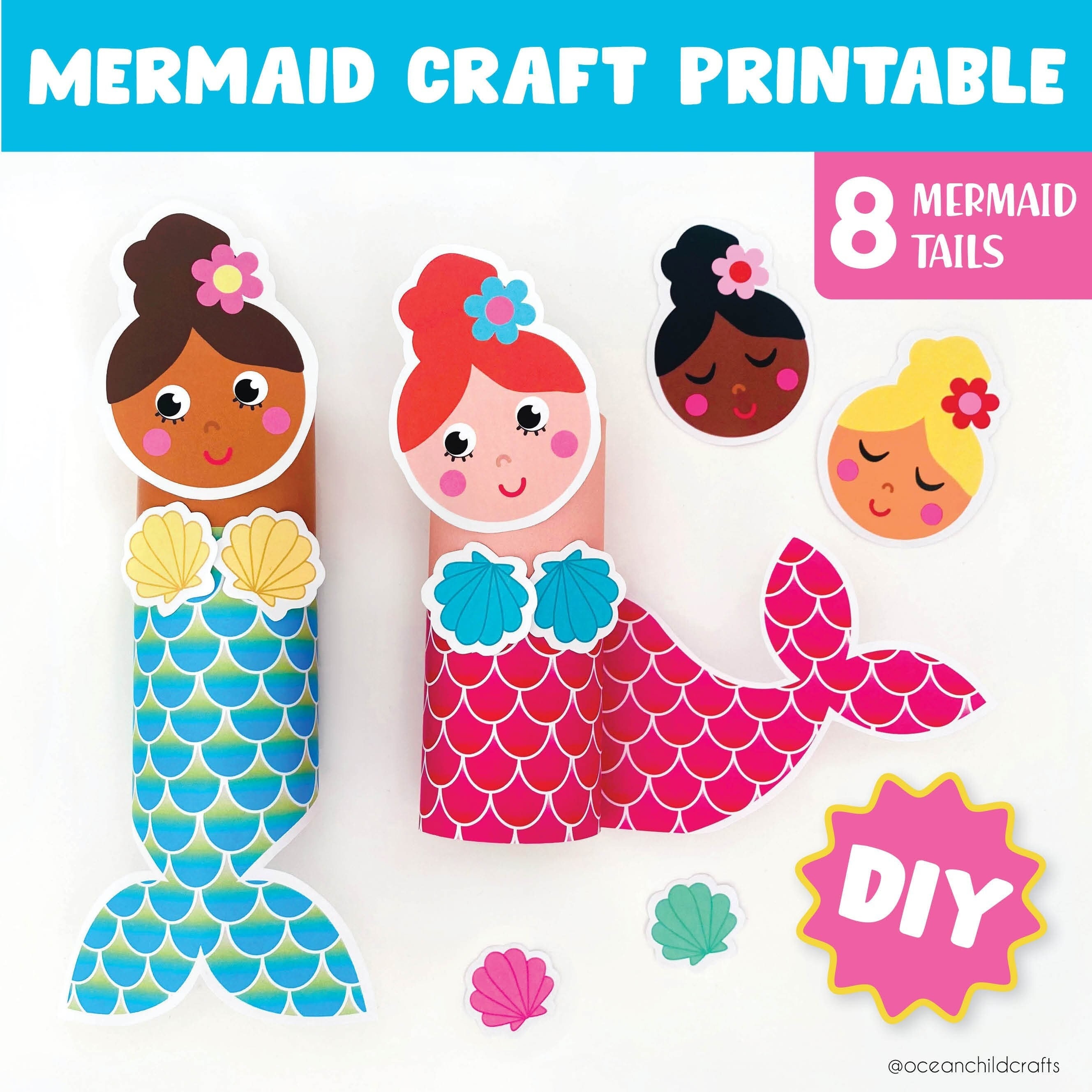 Mermaid Craft Printable Little Mermaid Party Activity Girls - Etsy