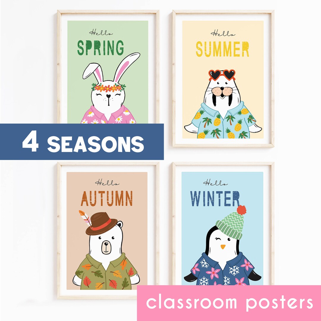 FOUR Seasons Posters Classroom Decor Spring Summer Autumn Winter ...