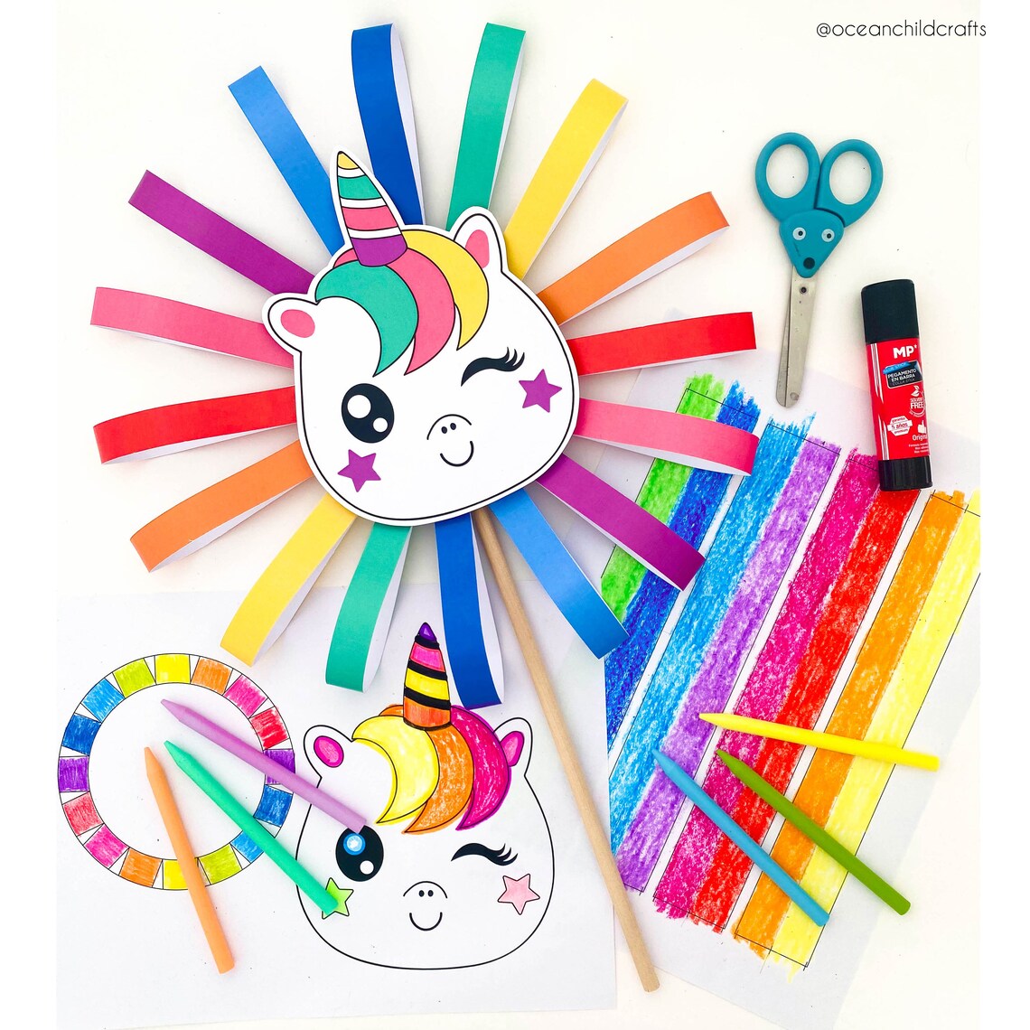 DIY Unicorn Craft Printable Rainbow Unicorn Art Activity Kids Template ...