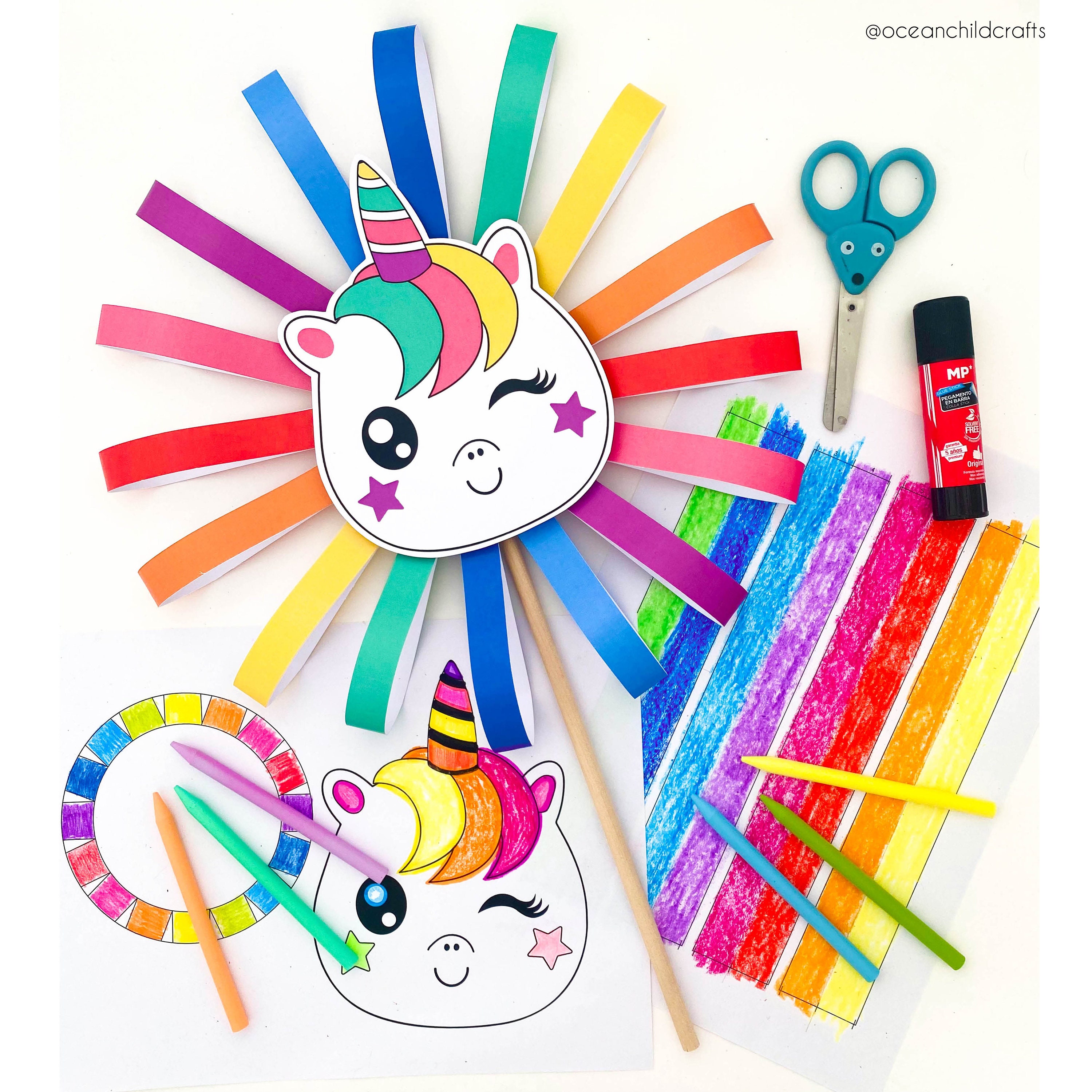 DIY Unicorn Craft Printable Rainbow Unicorn Art Activity Kids Template ...