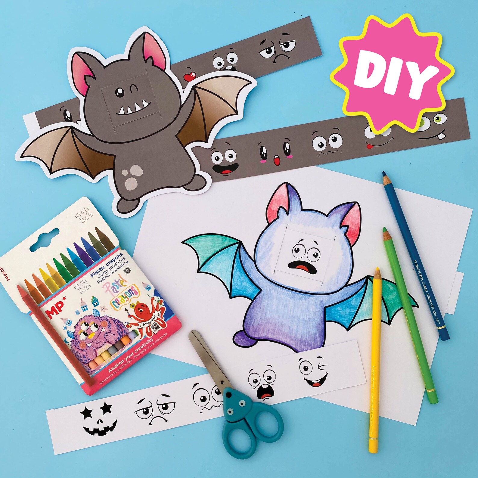 Fun Halloween Craft Printable With Emotions, Coloring Page Halloween ...