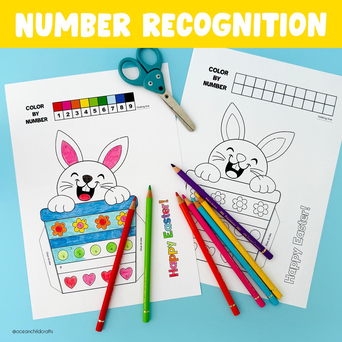 Printable Color by Code Easter Bunny Craft Pop up Card Spring Activity ...