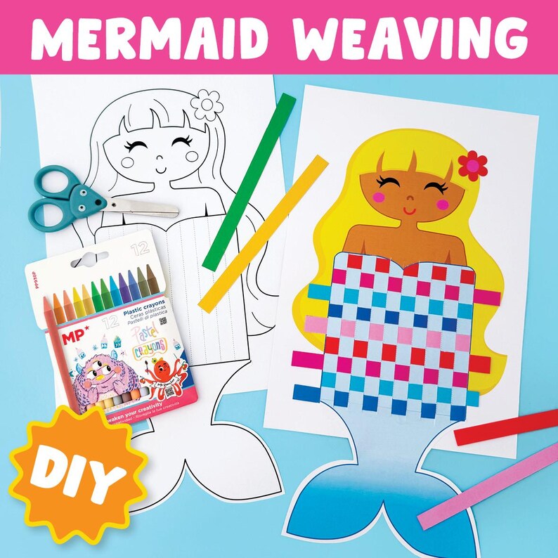 Mermaid Craft Printable Paper Weaving | Fine Motor Activity for Kids ...