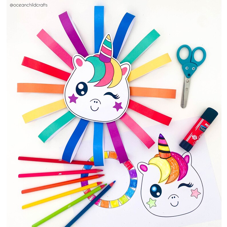 Printable Unicorn Craft Kids Rainbow Art Activity Unicorn Birthday ...