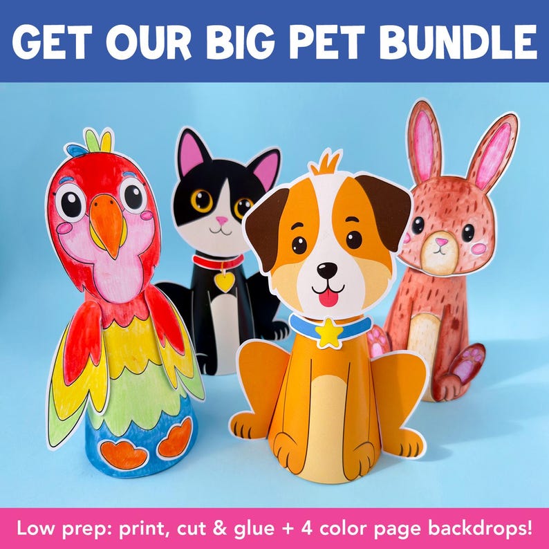 Paper Cone Cat | Printable 3D Cat Craft for Kids | Cut and Glue Animal ...