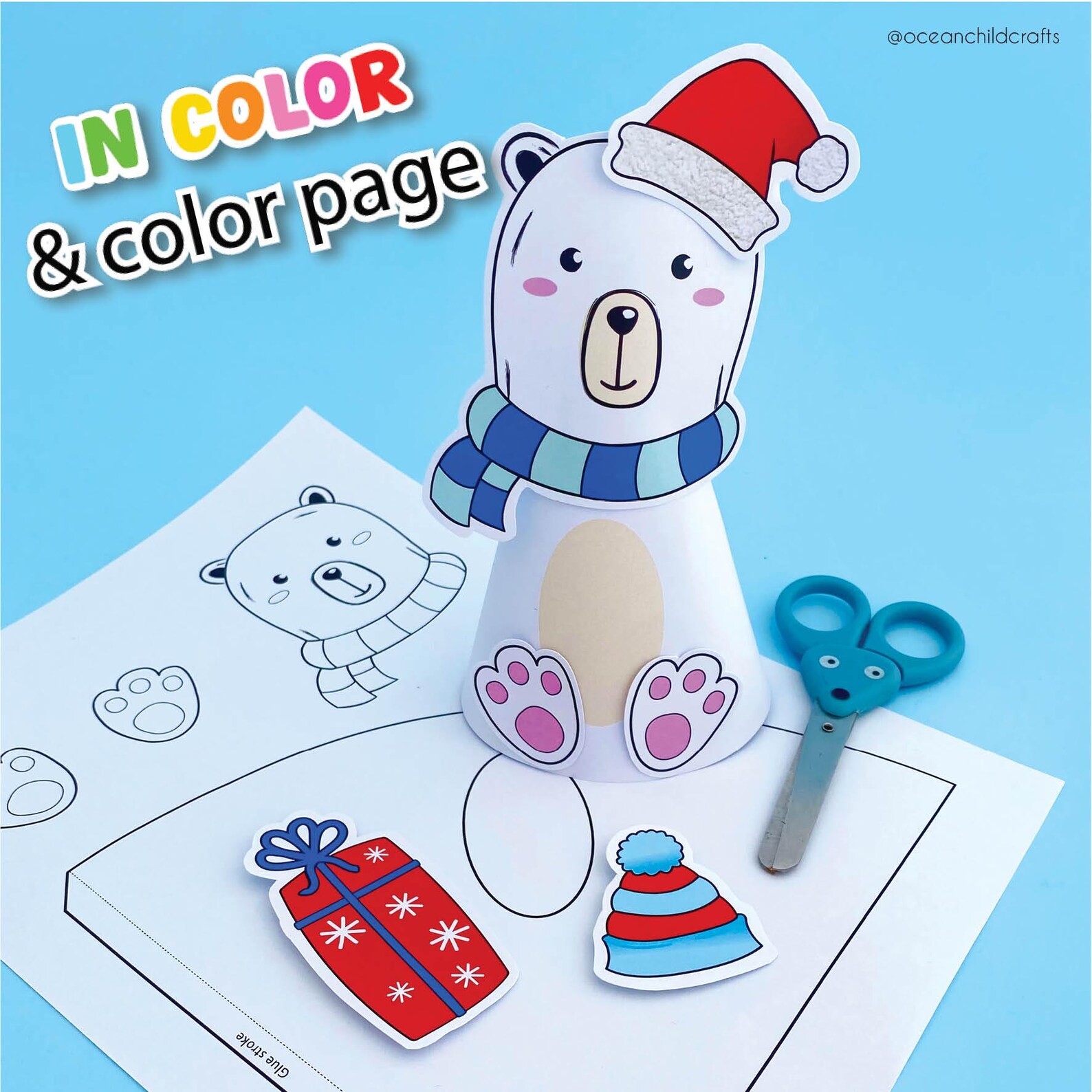 DIY Polar Bear Craft Printable Kids, Christmas Bear Puppet Preschool ...