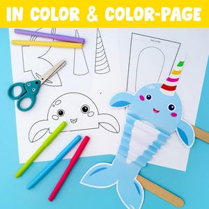 Moving Ocean Animal Puppets From a Shark, Narwhal and Mermaid Fun Craft ...