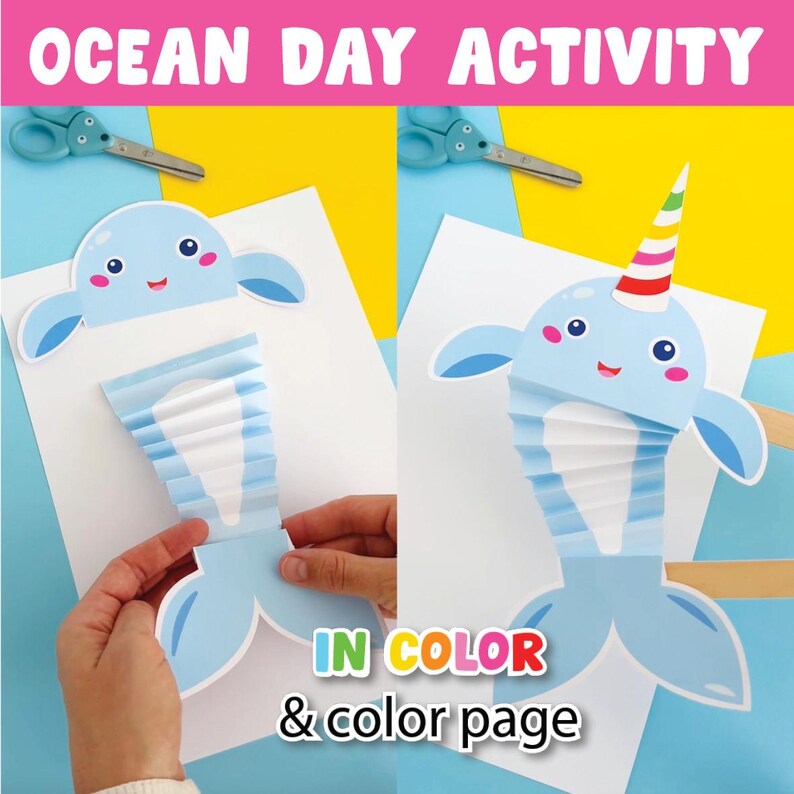 Fun Narwhal Printable Craft Activity, Build a Narwhal Template, Ocean ...