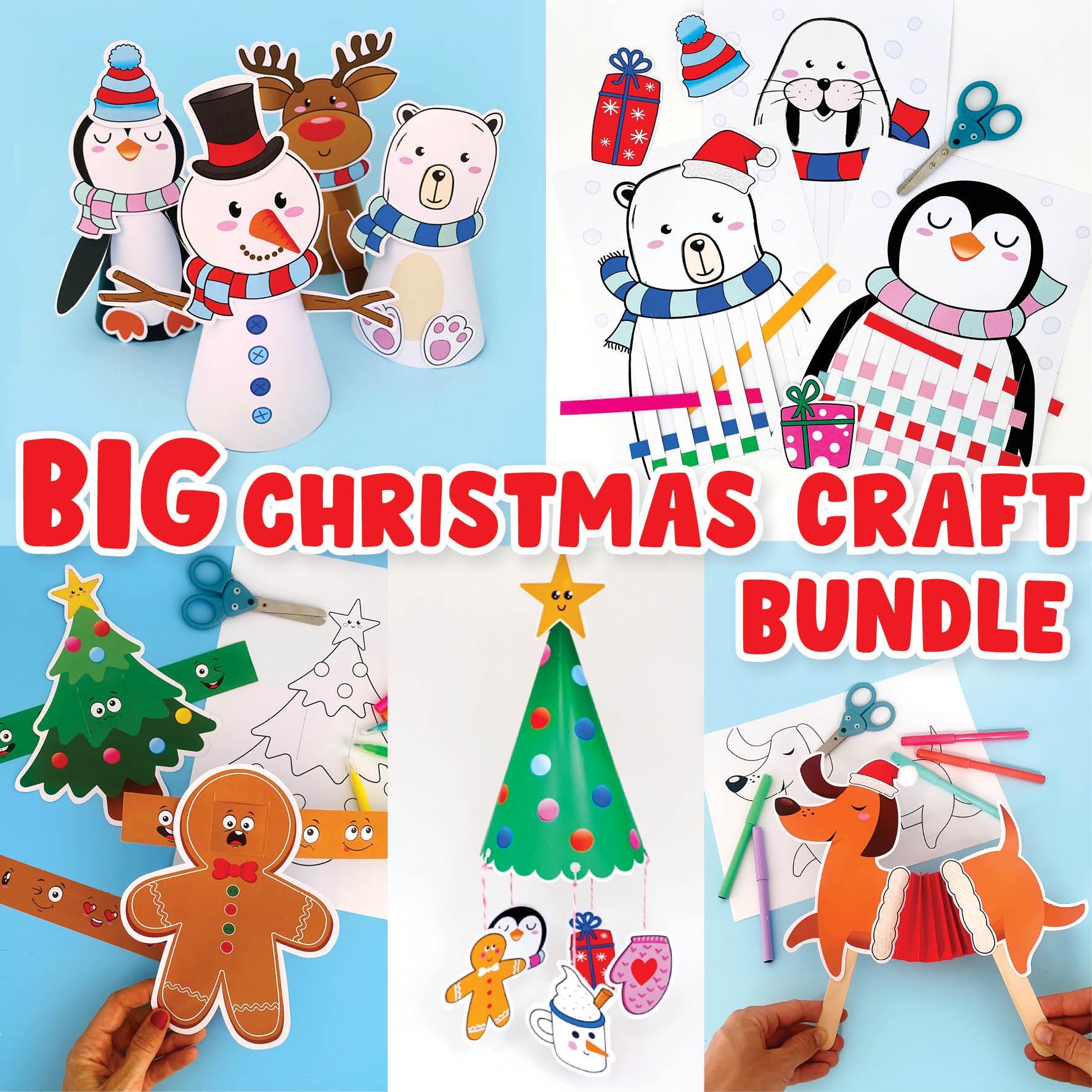 Printable Winter Bundle Art Activity Kids: Snowman Penguin Polarbear ...